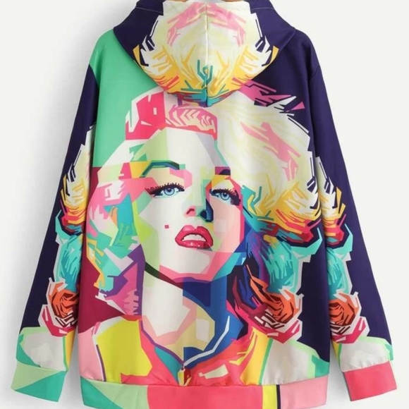 Tops | Last Oneabstract Face Print Sweatshirt | Poshmark